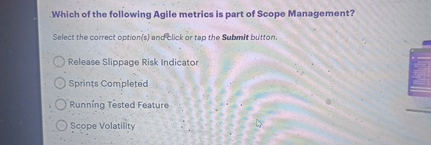 Solved Which of the following Agile metrics is part of Scope | Chegg.com