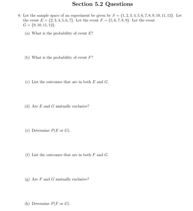 Solved Section 5.1 Questions 1. Determine which of the | Chegg.com
