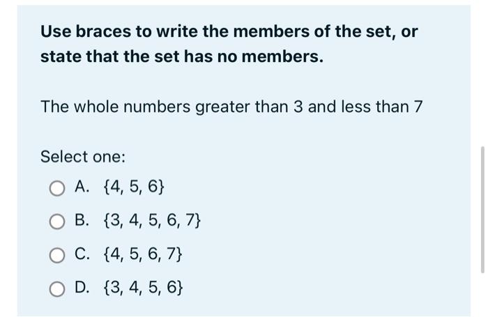 Solved Use braces to write the members of the set, or state | Chegg.com