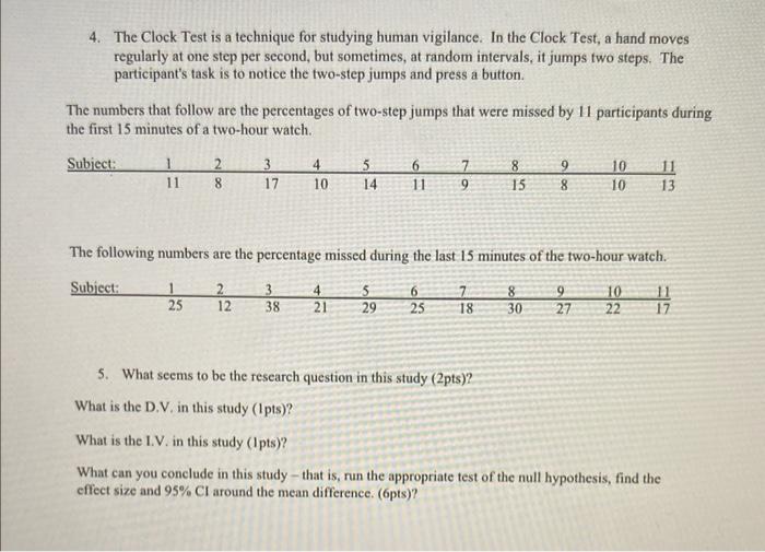 Solved 4. The Clock Test is a technique for studying human | Chegg.com