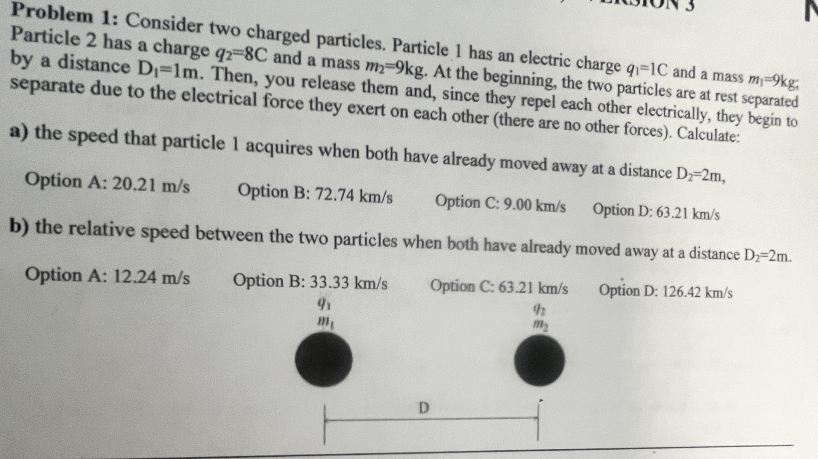 Problem 1: Consider two charged particles. Particle 1 | Chegg.com