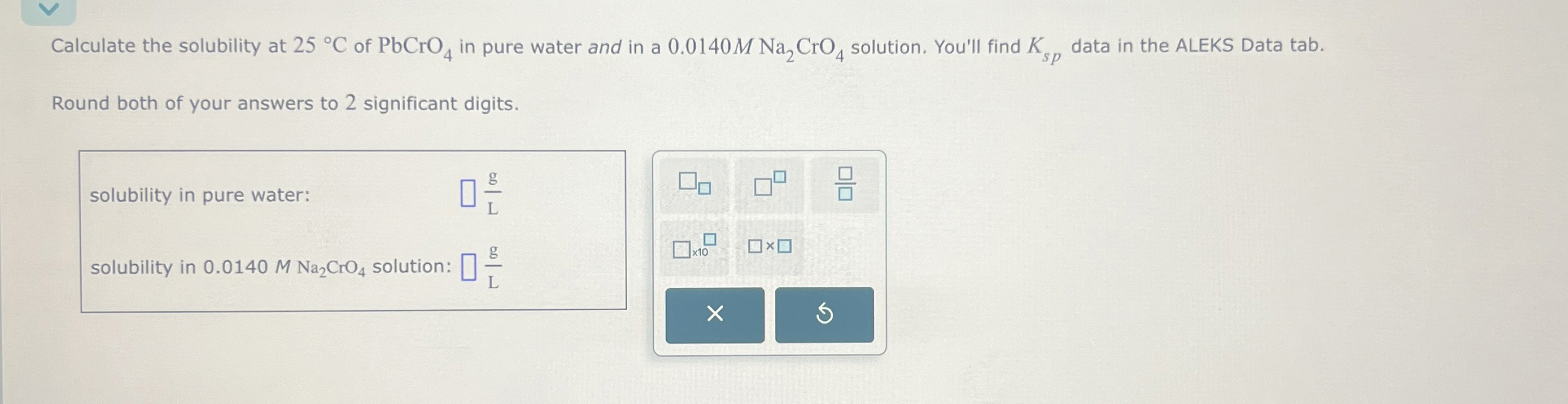 Solved Calculate The Solubility At 25°c ﻿of Pbcro4 ﻿in Pure