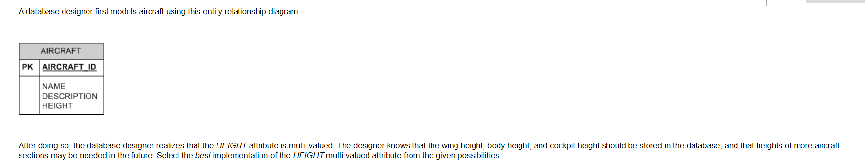 Solved A database designer first models aircraft using this | Chegg.com