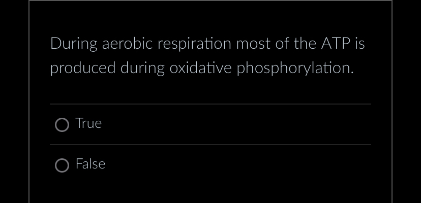 Solved During aerobic respiration most of the ATP is | Chegg.com