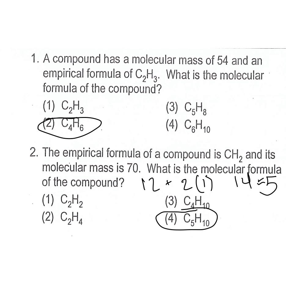 Solved A compound has a molecular mass of 54 ﻿and an | Chegg.com