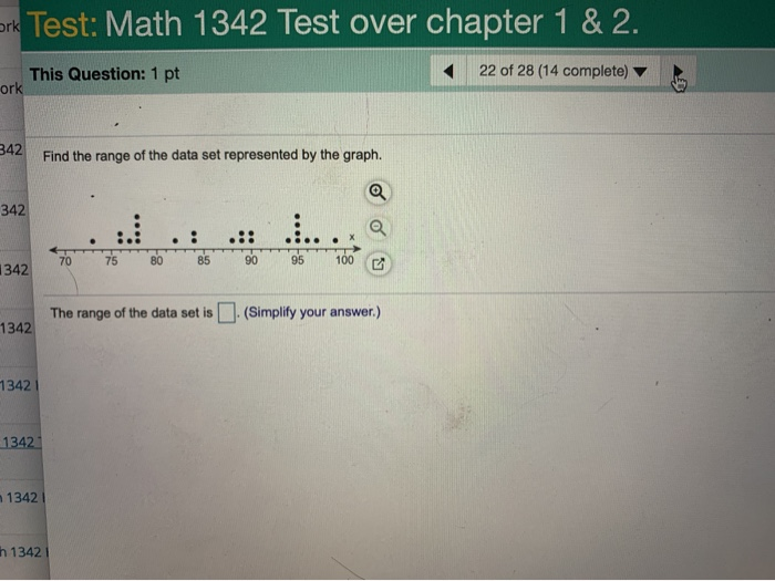 Solved Ork Test: Math 1342 Test over chapter 1 & 2. 22 of 28 | Chegg.com