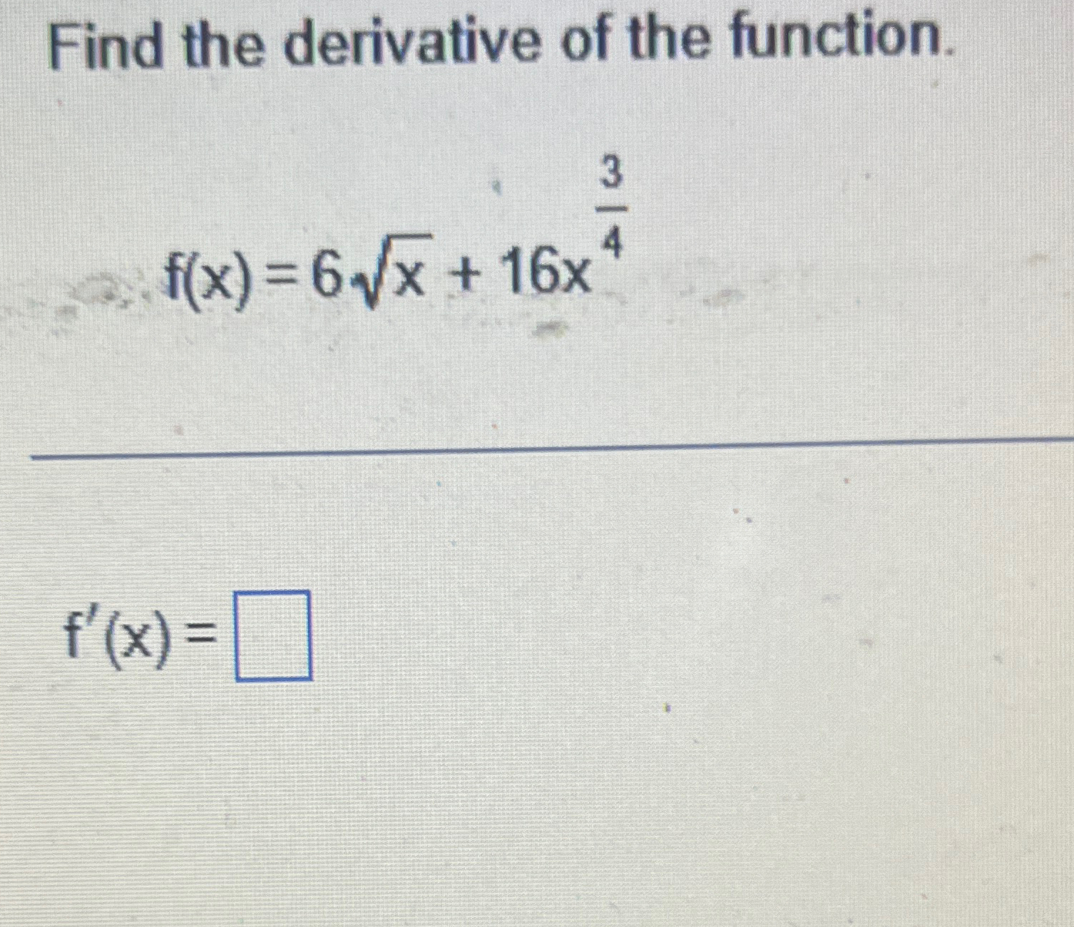 Solved Find the derivative of the | Chegg.com