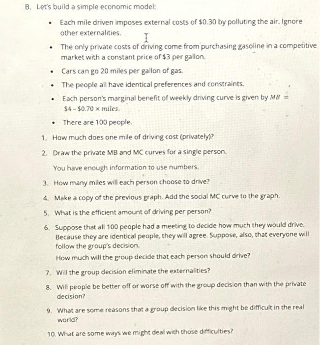 Solved Let's build a simple economic model: - Each mile | Chegg.com