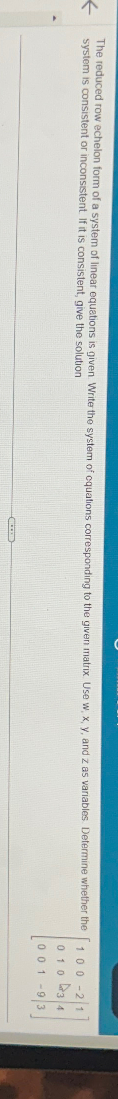 Solved The reduced row echelon form of a system of linear | Chegg.com