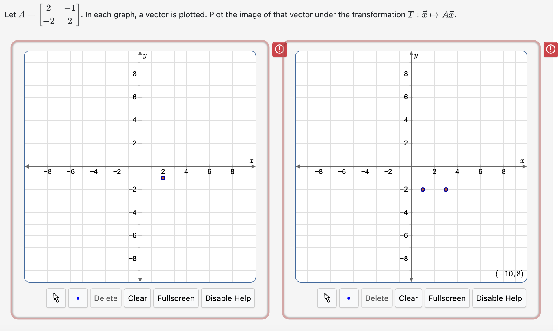 Solved Let A=[2-1-22]. In ﻿each graph, a vector is ﻿plotted. | Chegg.com