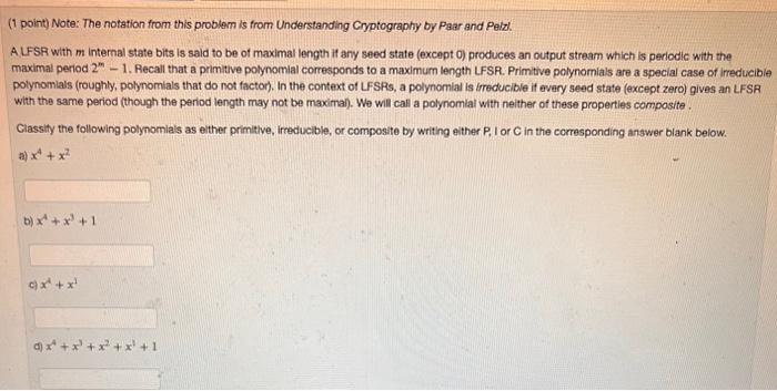 Solved (1 point) Note: The notation from this problem is | Chegg.com