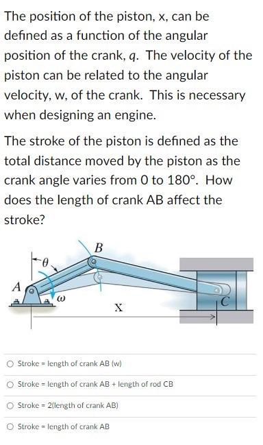 Solved The position of the piston, x, can be defined as a | Chegg.com