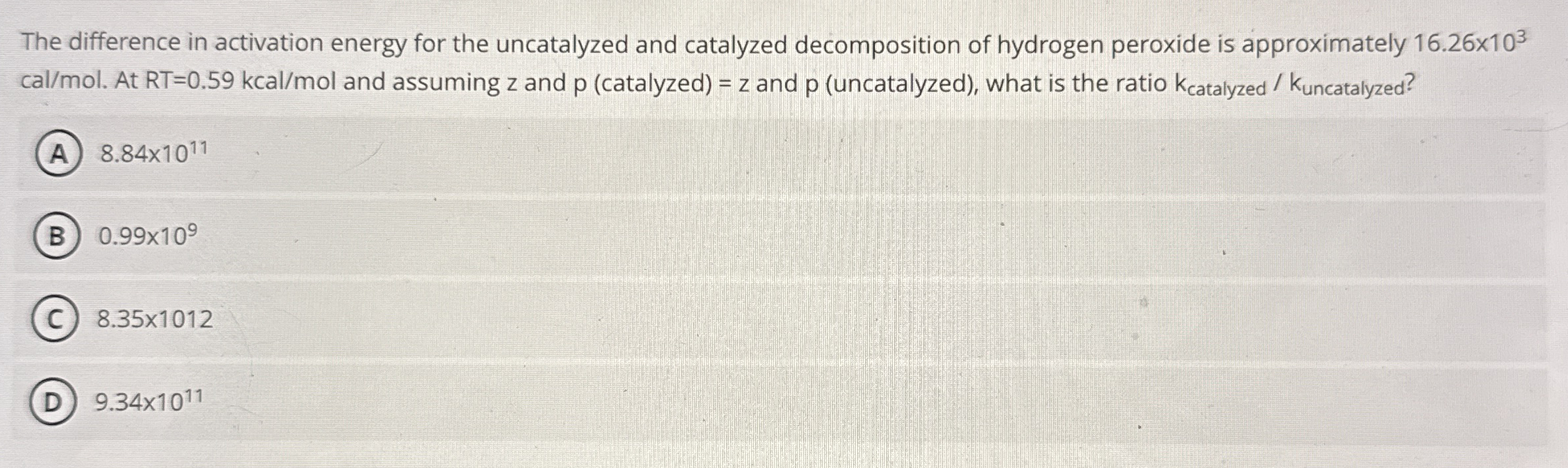 Solved The difference in activation energy for the | Chegg.com