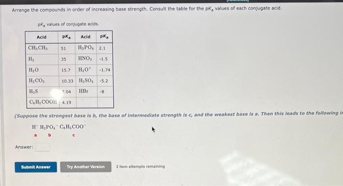 Solved Arrange the compounds in order of increasing base | Chegg.com