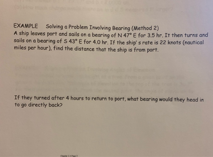 Solved EXAMPLE Solving a Problem Involving Bearing (Method | Chegg.com