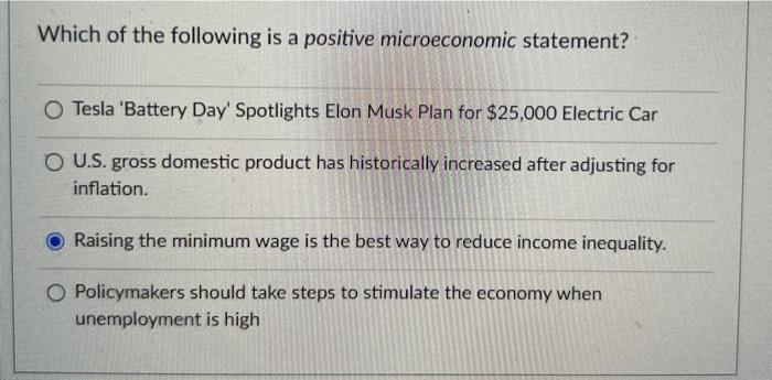 Solved Which of the following is a positive microeconomic | Chegg.com
