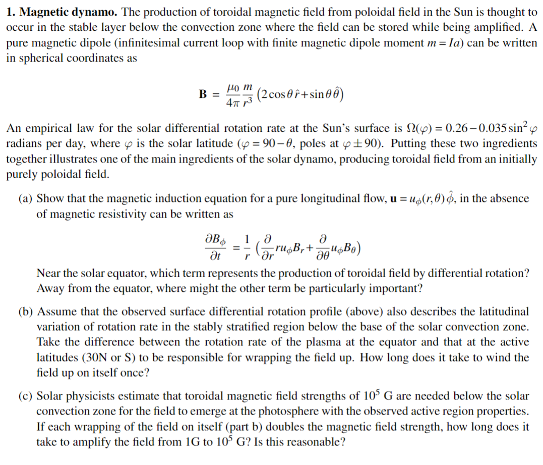 Solved Magnetic dynamo. The production of toroidal magnetic | Chegg.com