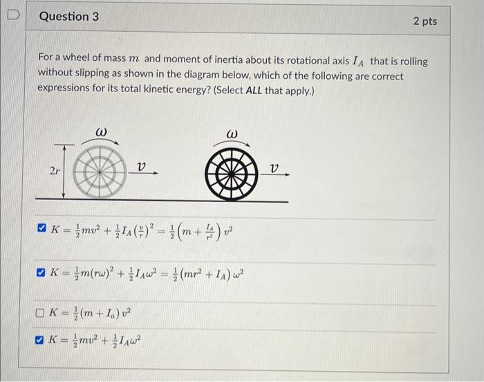Solved For a wheel of mass m and moment of inertia about its | Chegg.com