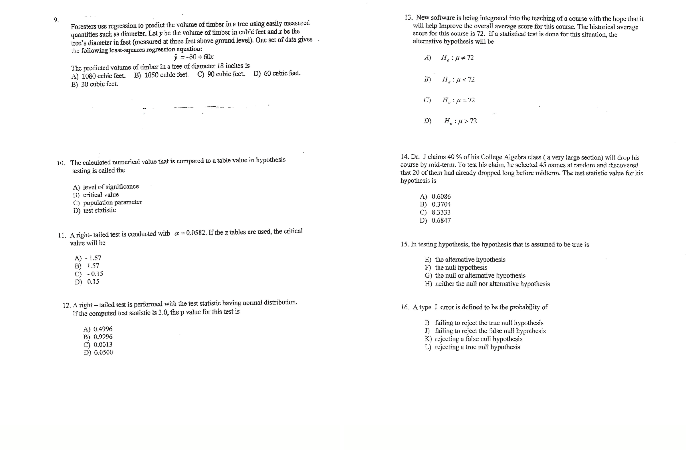 Solved Foresters use regression to predict the volume of | Chegg.com
