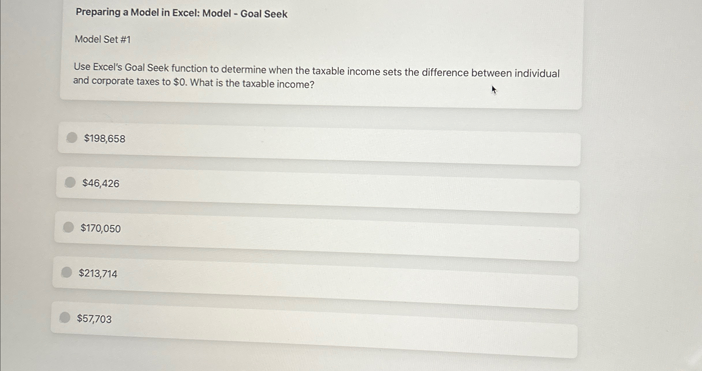 Solved Preparing a Model in Excel: Model - ﻿Goal SeekModel | Chegg.com
