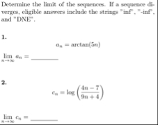 Solved Determine the limit of the sequences. If a sequence | Chegg.com