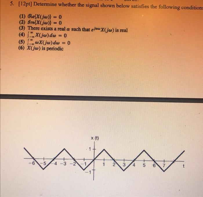 Solved 5. [12pt] Determine whether the signal shown below | Chegg.com