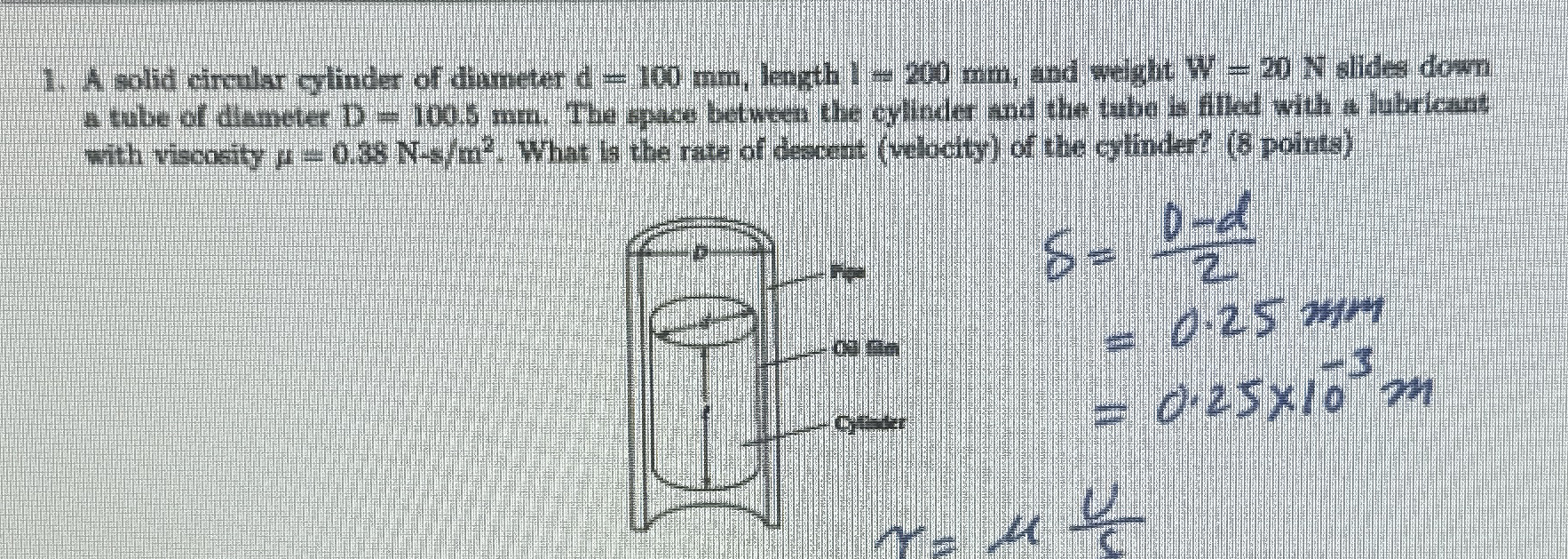 Solved A solid circular cylinder of diameter d=100mm, | Chegg.com