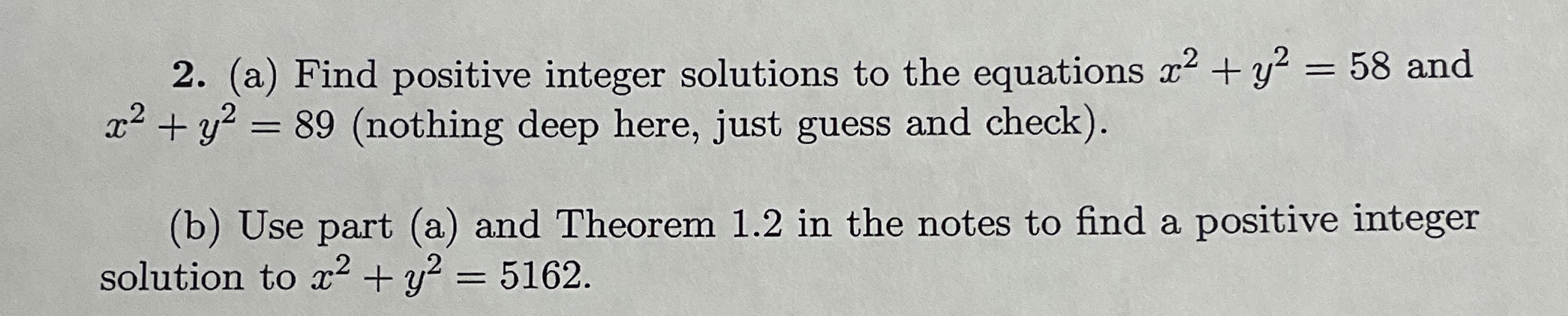 (a) ﻿Find positive integer solutions to the equations | Chegg.com