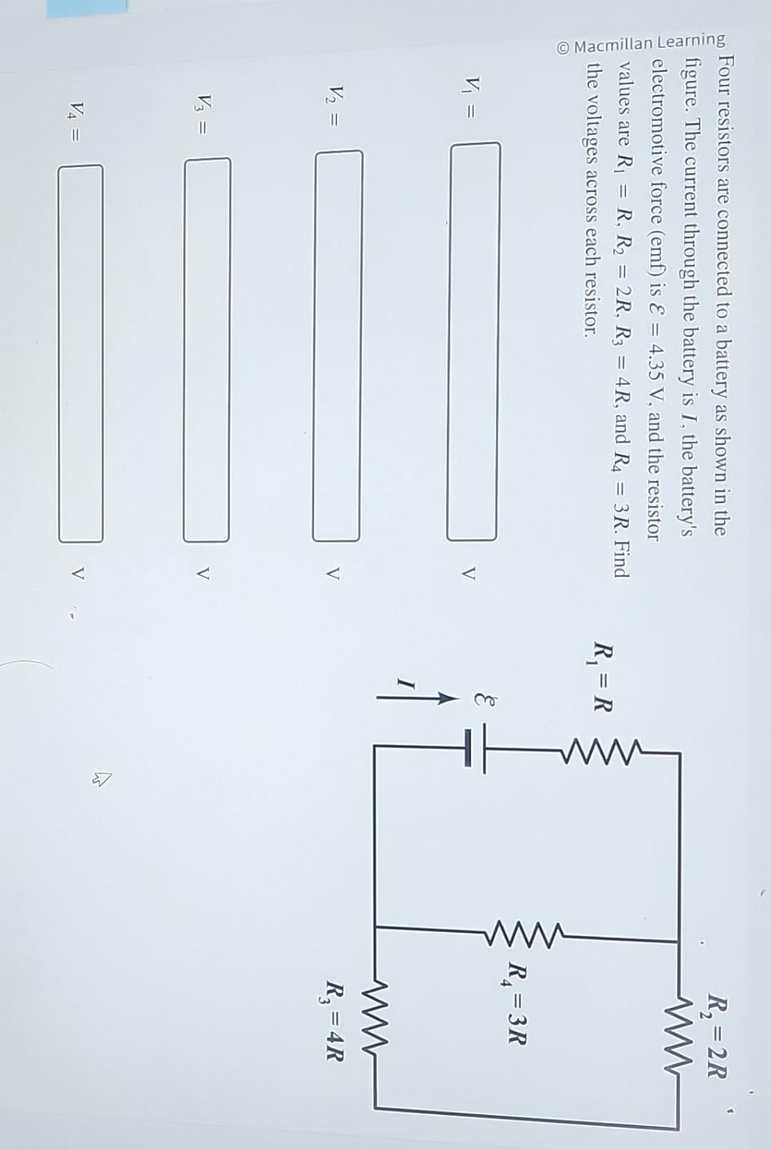 Solved Four resistors are connected to a battery as shown in | Chegg.com