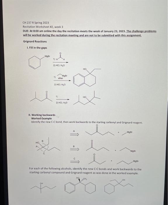 Solved CH 237 R Spring 2023 Recitation Worksheet H2, week 3 | Chegg.com