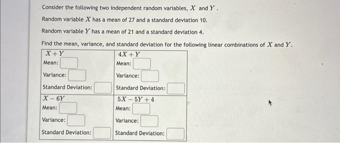 Solved Consider the following two independent random | Chegg.com