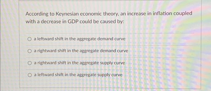 Solved According to Keynesian economic theory, an increase | Chegg.com