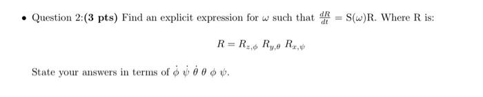 Solved - Question 2:(3 pts) Find an explicit expression for | Chegg.com