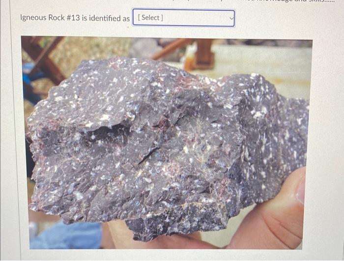 Solved Igneous rock [#] are identified as:[Select]-Granite | Chegg.com