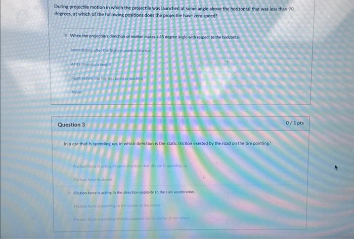 Solved During projectile motion in which the projectile was | Chegg.com