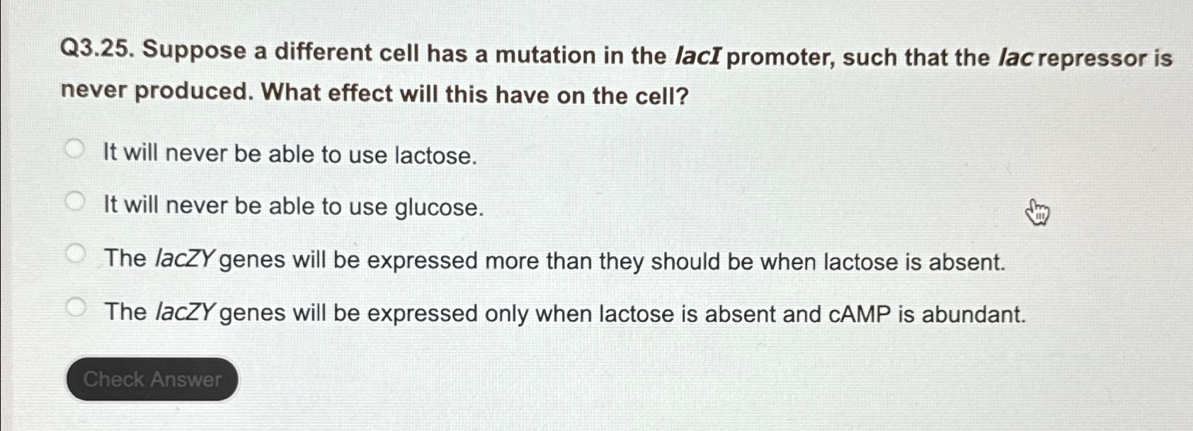 Solved Q3.25. ﻿Suppose a different cell has a mutation in | Chegg.com