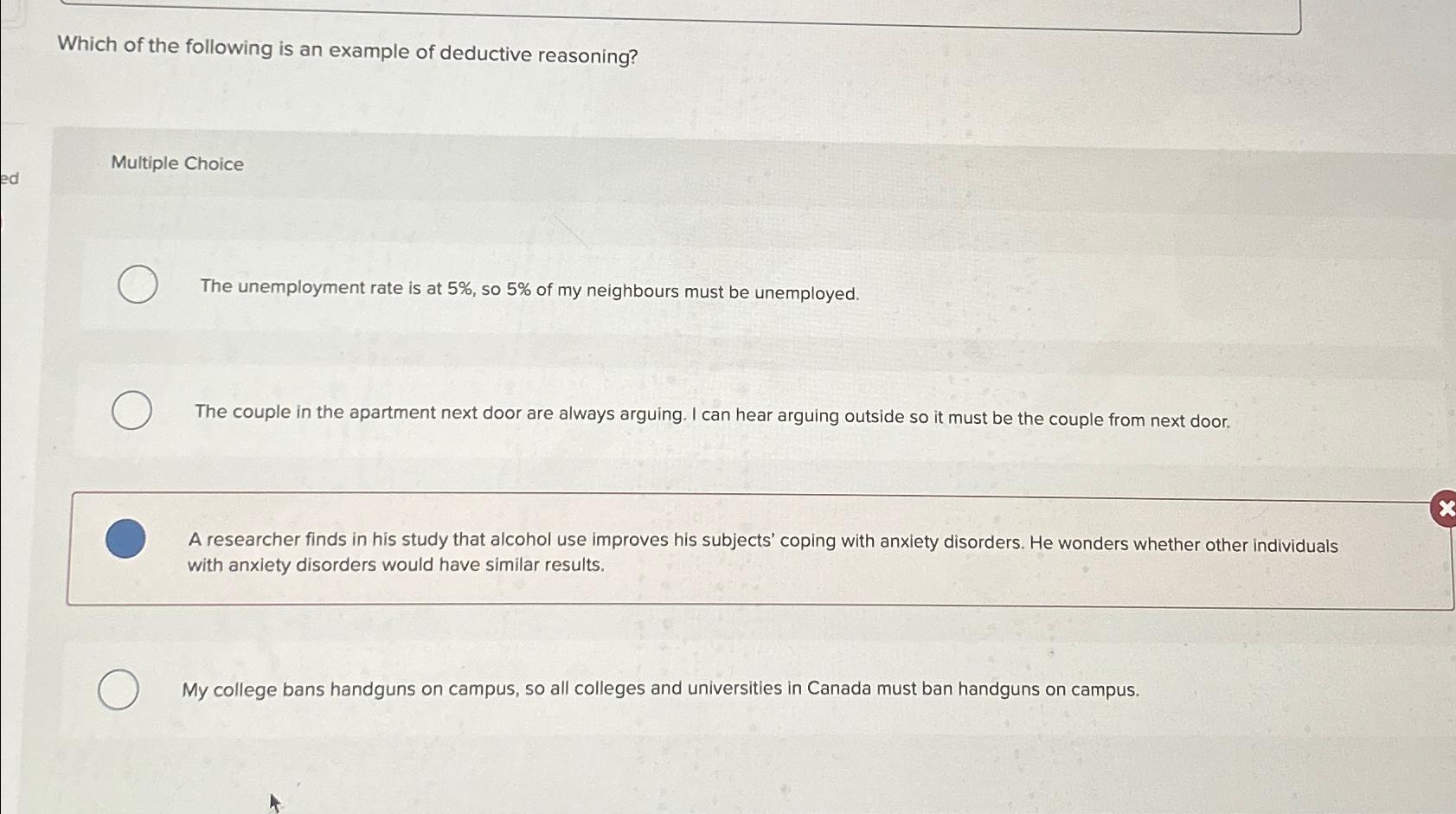 Solved Which of the following is an example of deductive | Chegg.com