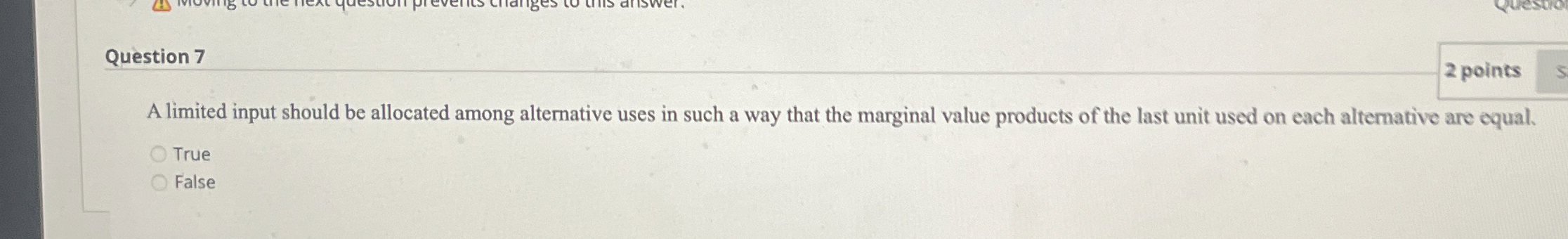 Solved Question 7A limited input should be allocated among | Chegg.com