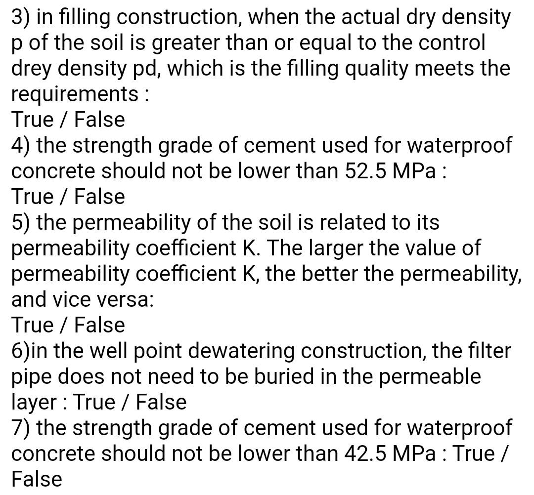 Solved 3) in filling construction, when the actual dry | Chegg.com