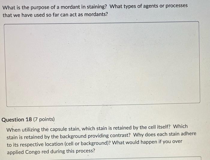 Solved What is the purpose of a mordant in staining? What | Chegg.com