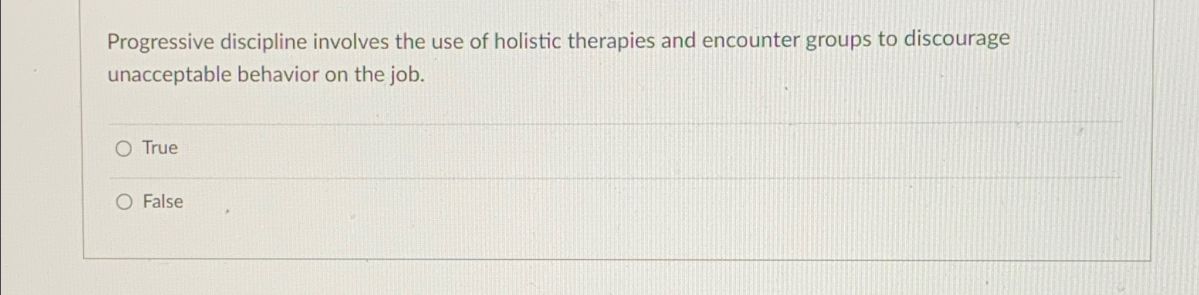 Solved Progressive discipline involves the use of holistic | Chegg.com