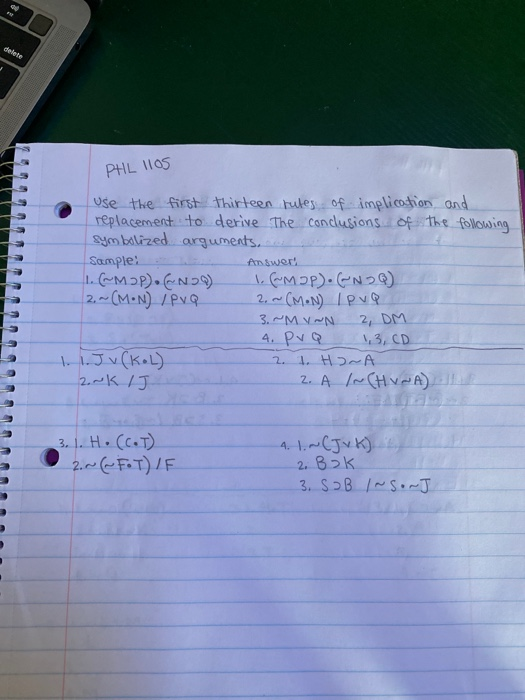 Solved de M delete PHL 1105 Answert use the first thirteen | Chegg.com