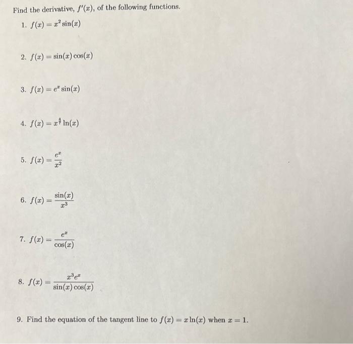 Solved Find the derivative, f′(x), of the following | Chegg.com