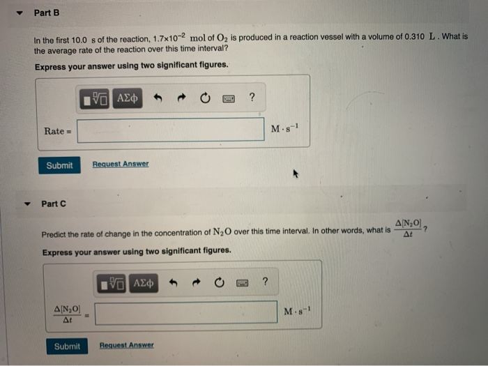 Solved Part B In the first 10.0 s of the reaction, 1.7x10-2 | Chegg.com