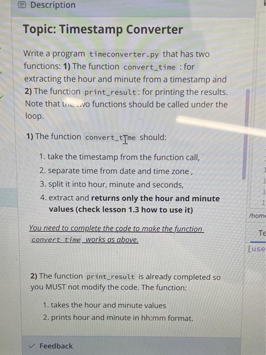 Solved Description Topic: Timestamp Converter Write a | Chegg.com