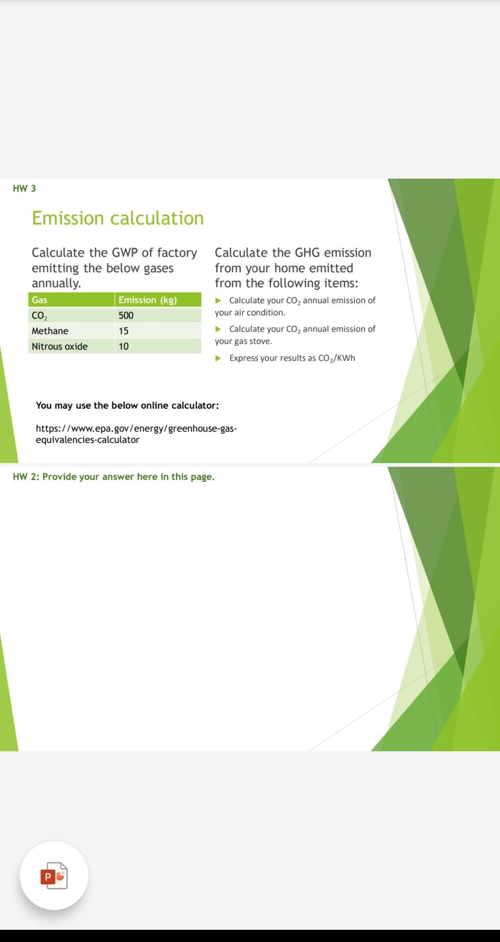 Solved Emission calculation Calculate the GWP of factory | Chegg.com