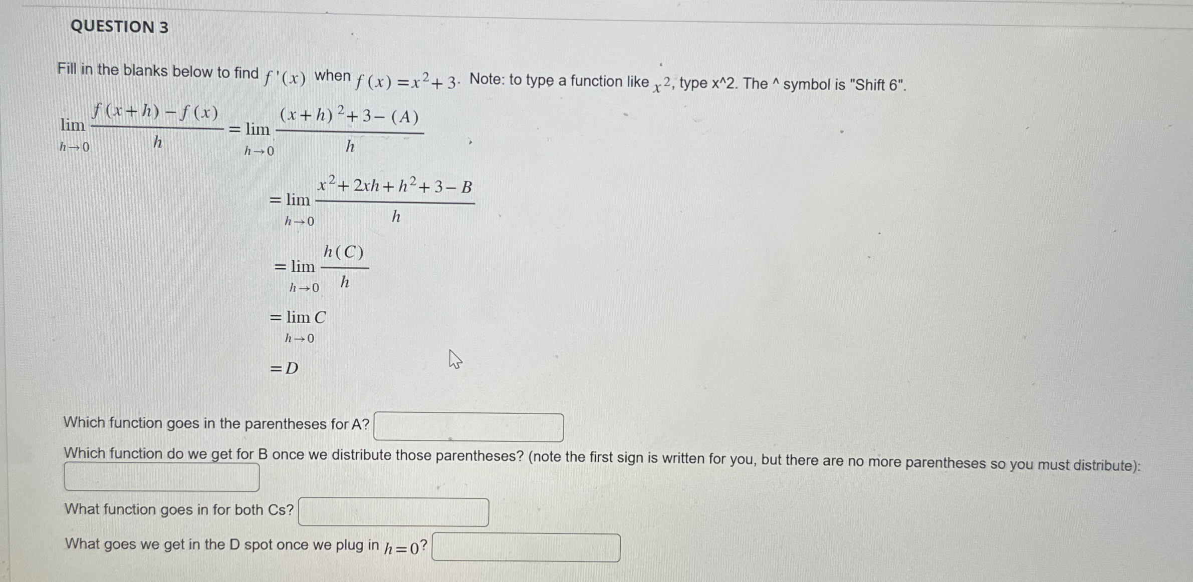 Solved QUESTION 3Fill in the blanks below to find f'(x) | Chegg.com