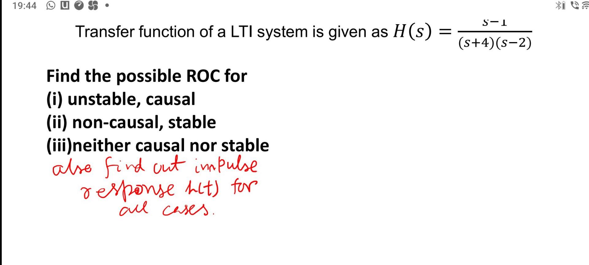 Solved Transfer function of a LTI system is given as | Chegg.com