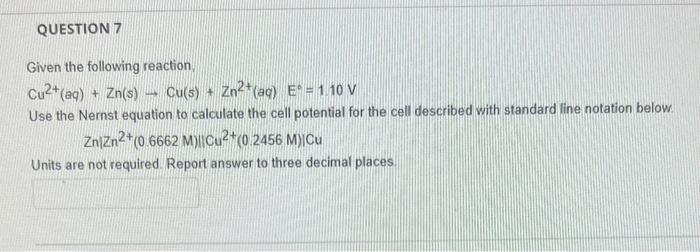 Solved Given the following reaction. | Chegg.com