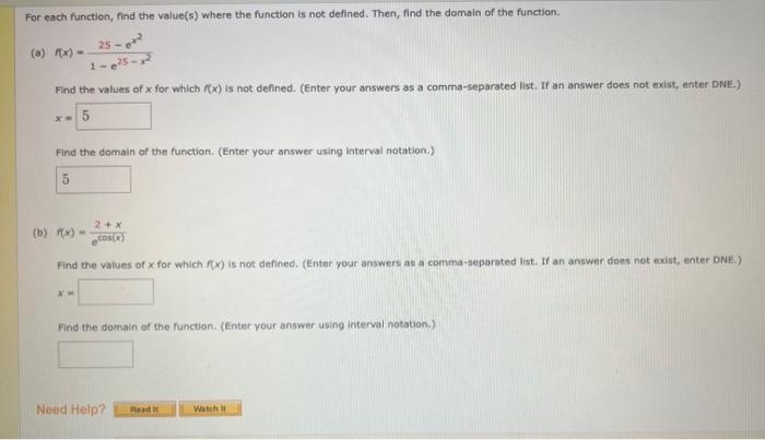Solved For Each Function Find The Value S Where The